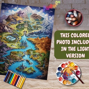 Fantasy Map Coloring Pages for Adults Map of Fantasy World Coloring ...