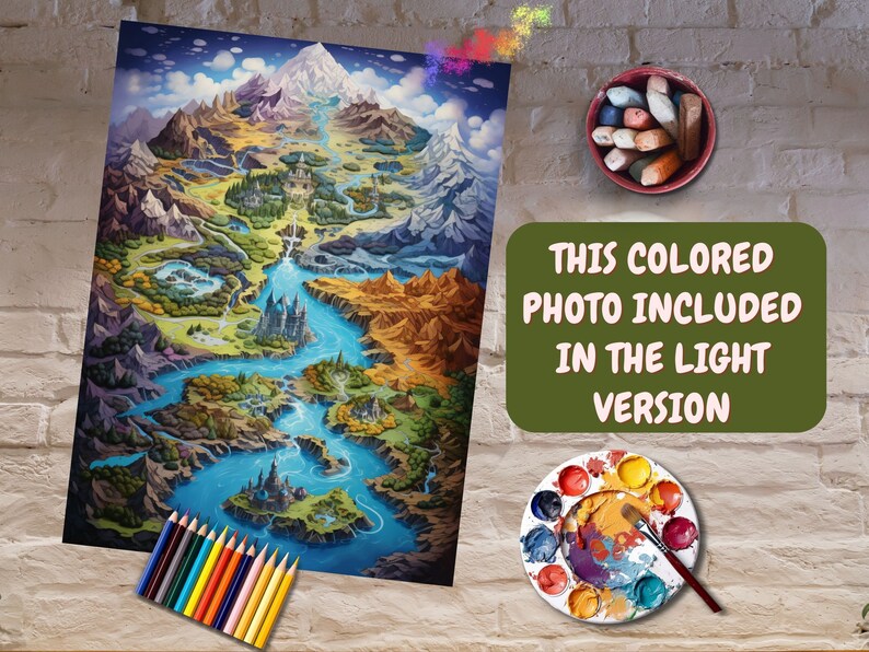 Fantasy Map Coloring Pages for Adults Map of Fantasy World Coloring ...