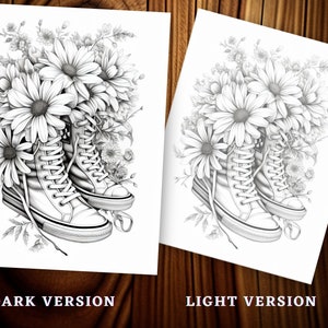 Flower Sneaker Coloring Pages of Sneakers Blooming Shoes Coloring Book ...