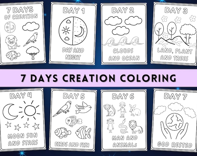7 Days of Creation Coloring Pages for Kids Instant Download and ...