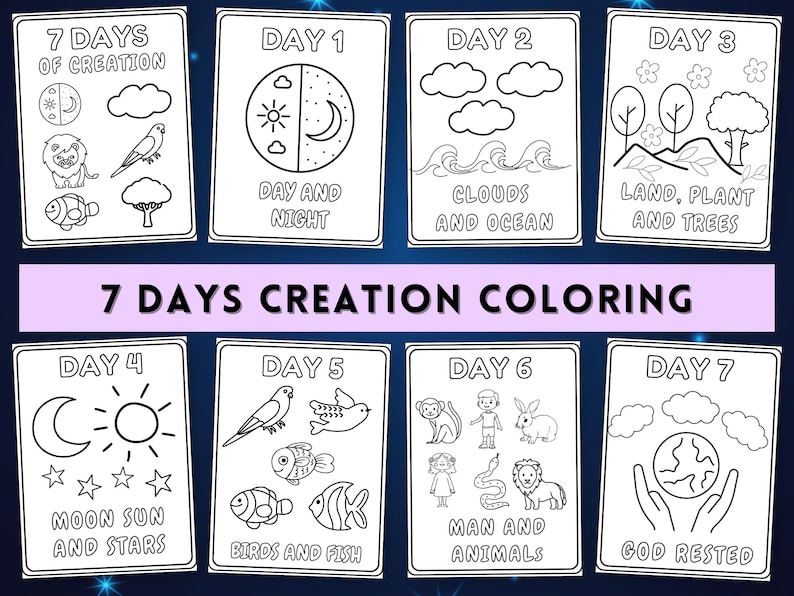 Creation Days Coloring, 7 Days of Creation Coloring Pages, Days of ...