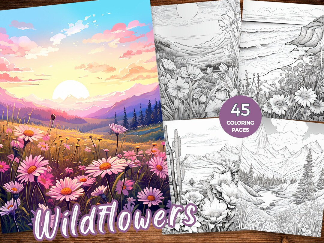 Wild Flowers Coloring Pages Wildflowers Coloring Book Printable Floral ...
