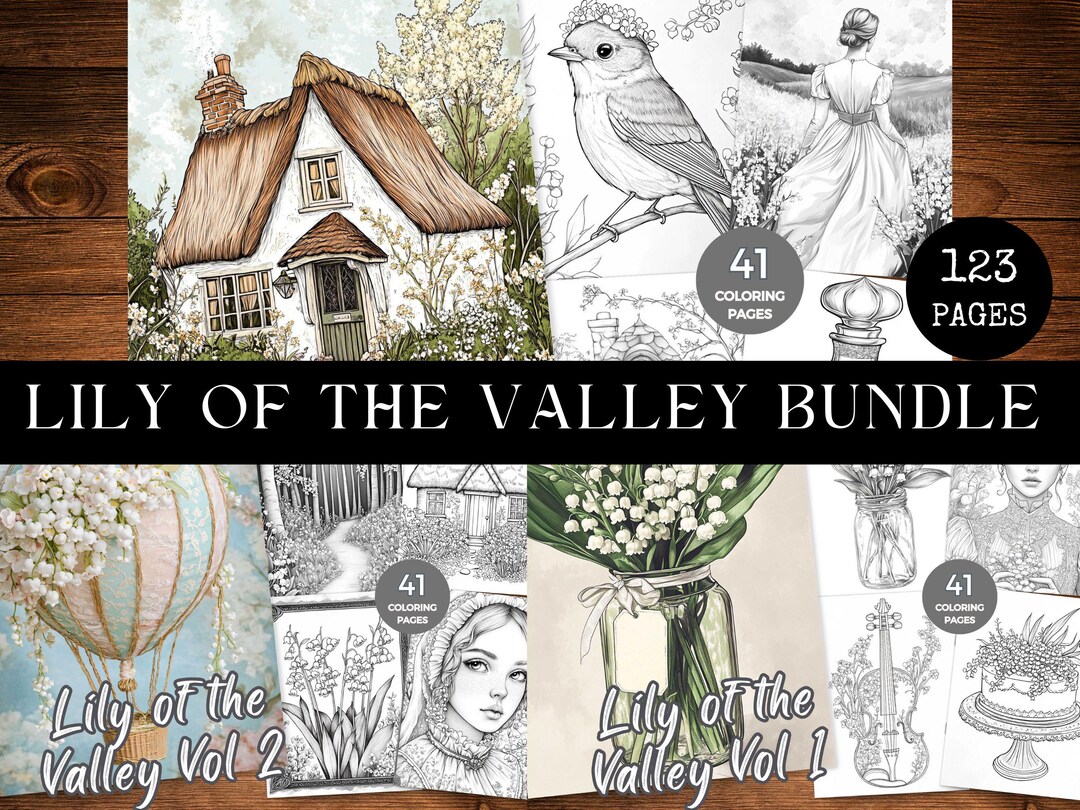 Lily of the Valley Coloring Book BUNDLE Floral Designs for Relaxation ...