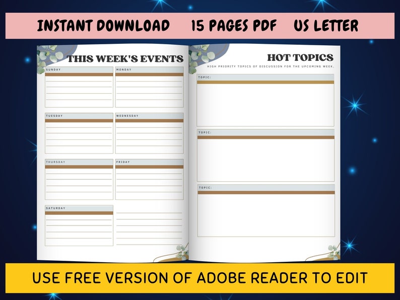 Family Meeting Agenda Template Family Meeting Guide Navy Gold - Etsy