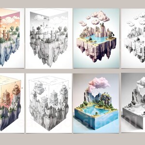 Floating Island in a Sky Box Coloring Pages Fantasy Islands Coloring ...