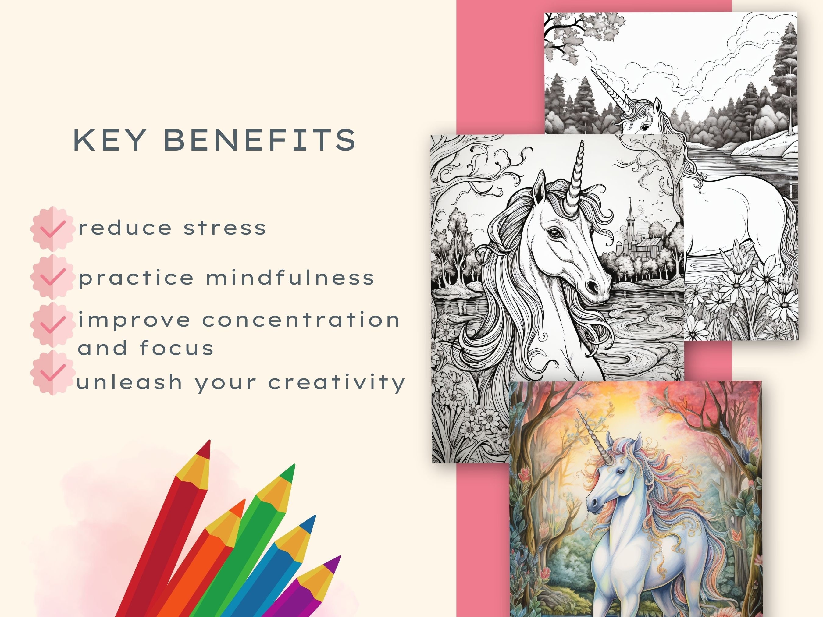 Flower Unicorns Fantasy Coloring Page Book INSTANT DOWNLOAD - Etsy