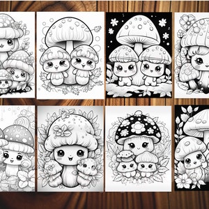 Kawaii Mushroom Coloring Pages Cute Mushroom Coloring Book Charming ...