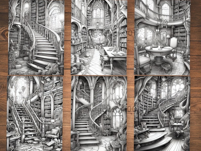 Enchanted Library Coloring Page Book Fantasy Coloring Book - Etsy