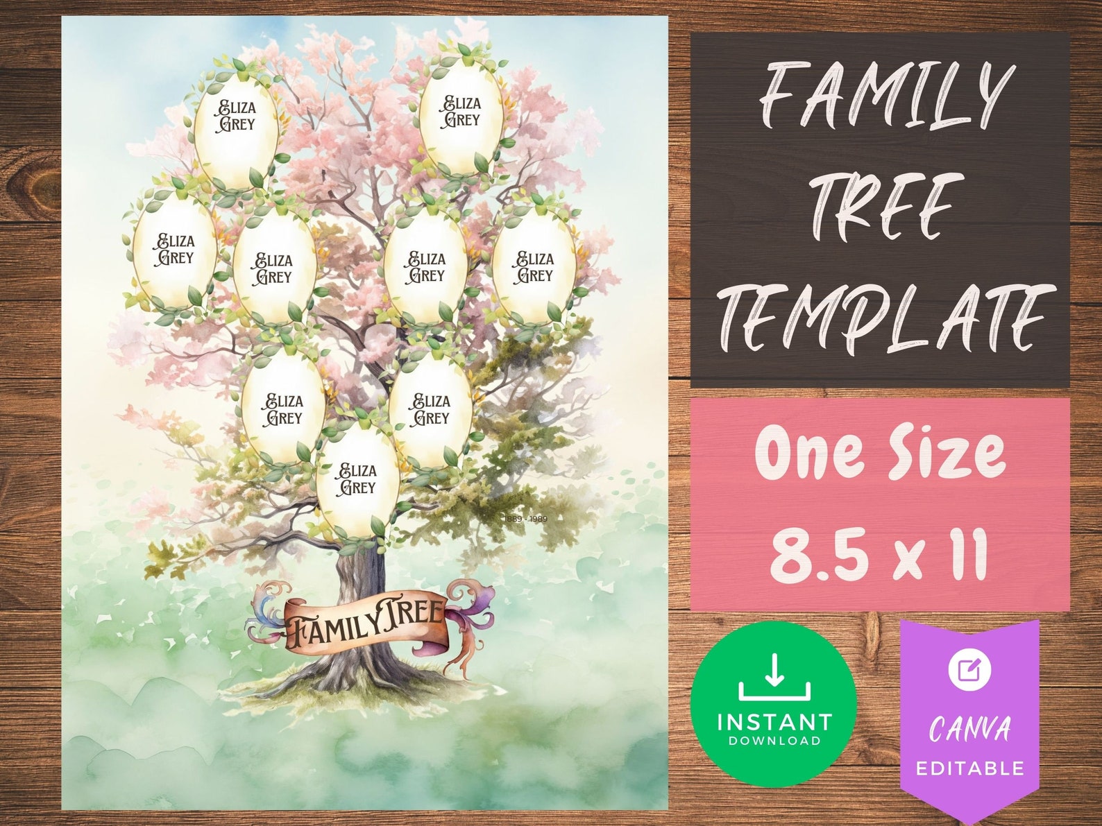 Editable Simple Family Tree Template Family Tree Chart - Etsy