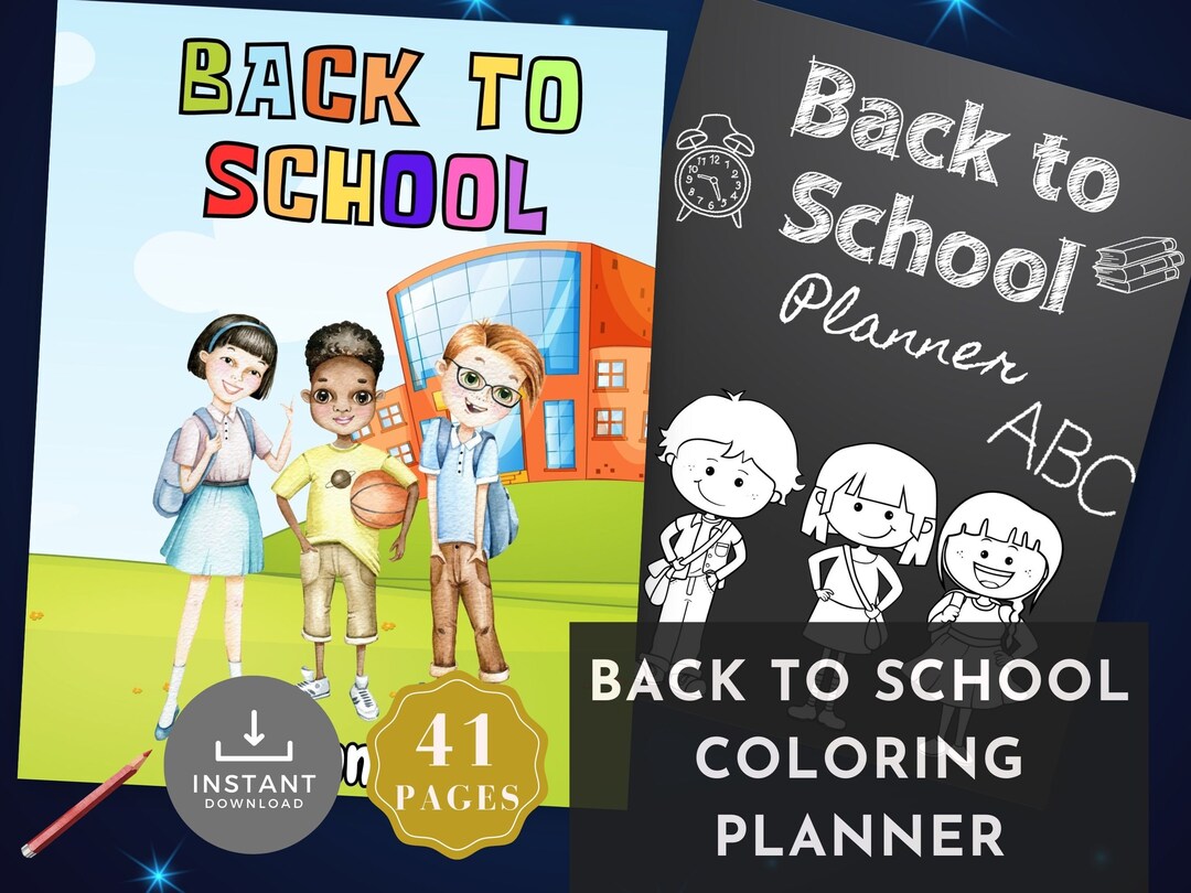 Back to School Coloring Planner Printable, INSTANT DOWNLOAD, Elementary ...