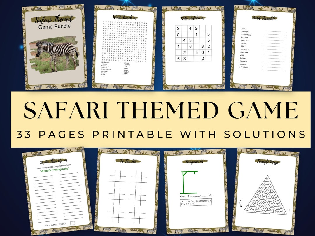 Safari Themed Game Bundle, Printable Activities, INSTANT DOWNLOAD ...