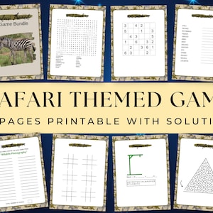 Safari Themed Game Bundle, Printable Activities, INSTANT DOWNLOAD ...