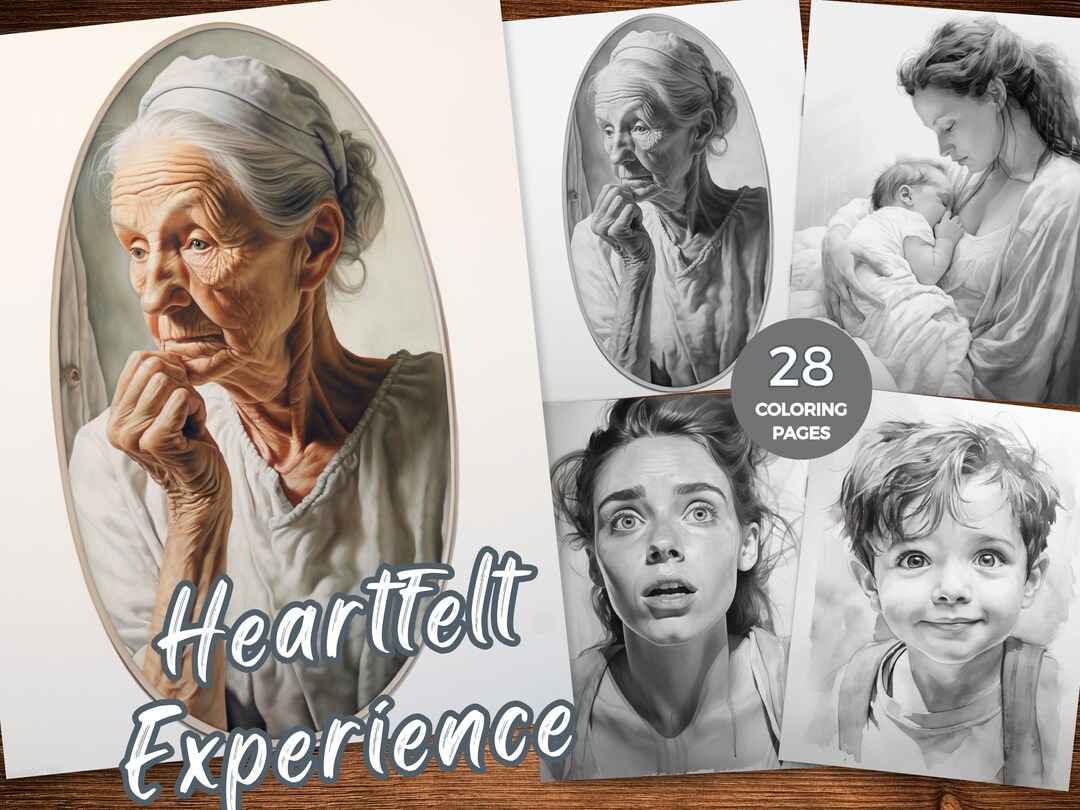 Heartfelt Emotional Experience Grayscale Coloring Book Instant Download ...