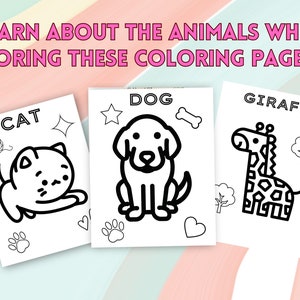 30 Educational Animals With Names Coloring Page Book,instant Download ...