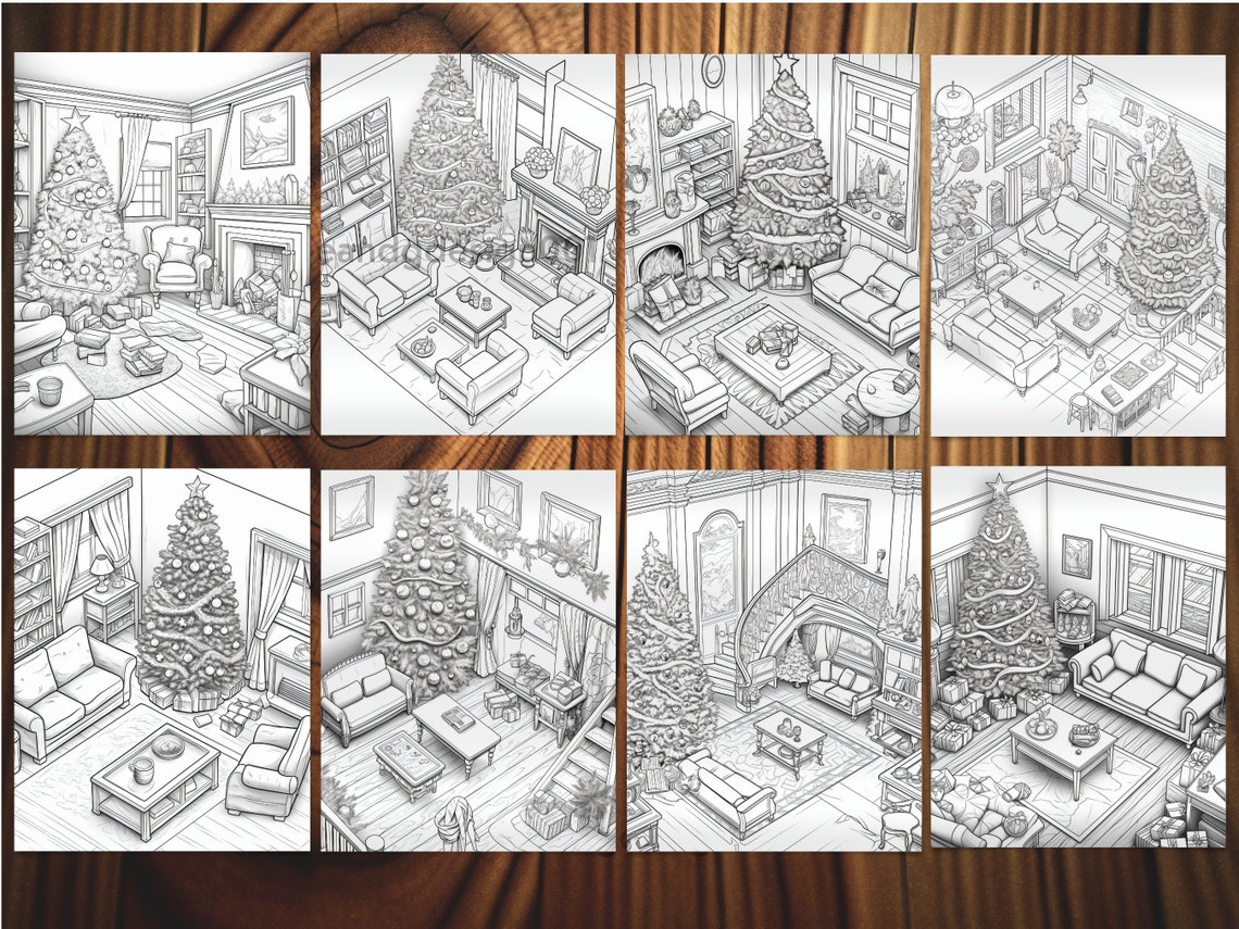 Isometric Coloring Page Isometric Christmas Lounge Coloring - Etsy