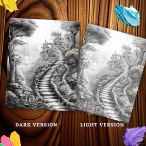 Fantasy Path Coloring Page Enchanted Landscapes Coloring Book Whimsical ...