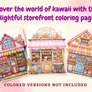 Adorable Storefront Grayscale Coloring Pages Kawaii Frontstore Coloring ...