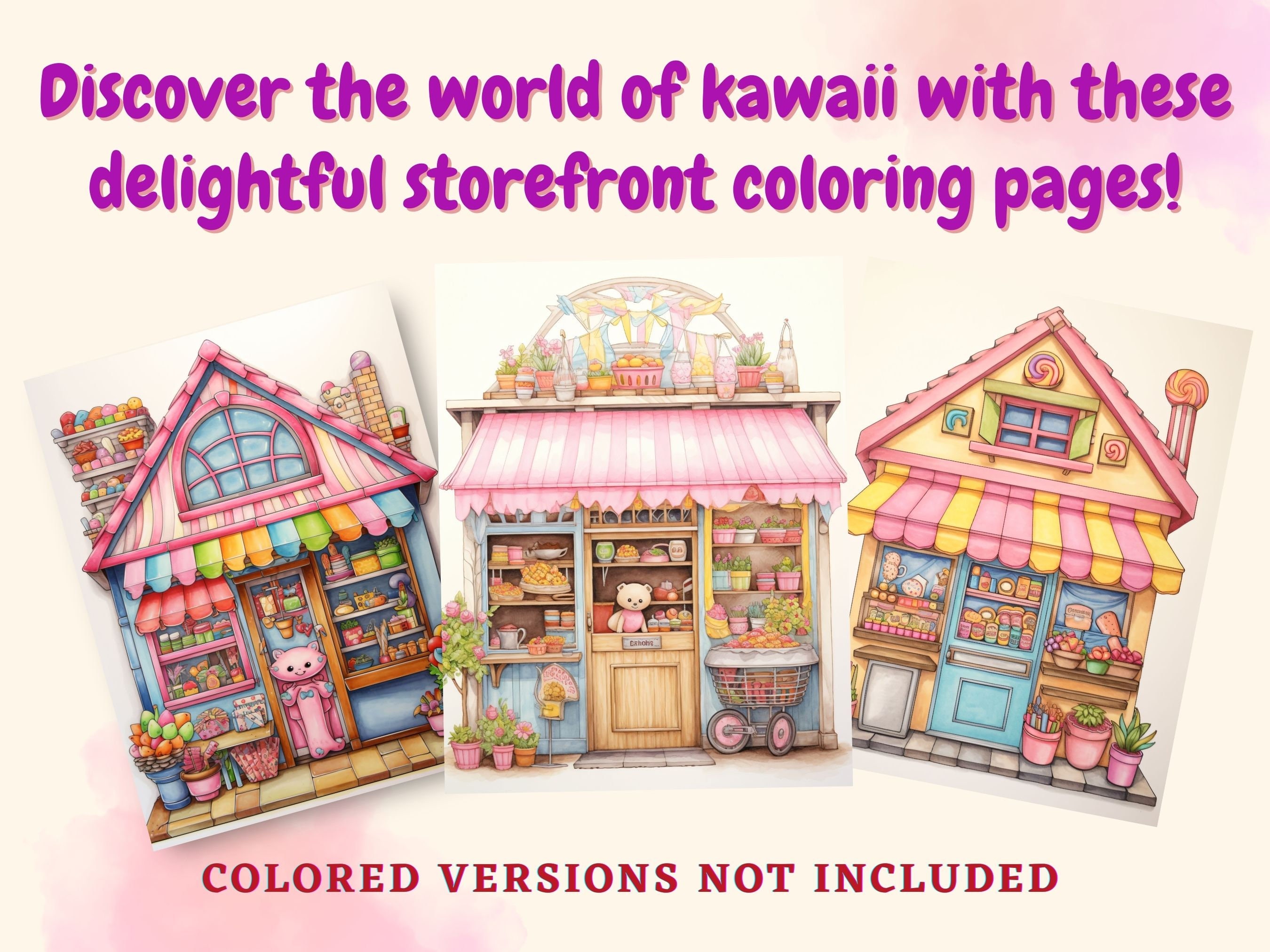 Adorable Storefront Grayscale Coloring Pages Kawaii Frontstore Coloring ...