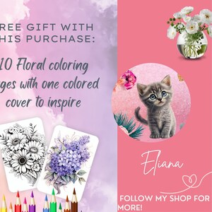 Flower Unicorns Fantasy Coloring Page Book, INSTANT DOWNLOAD, Grayscale ...