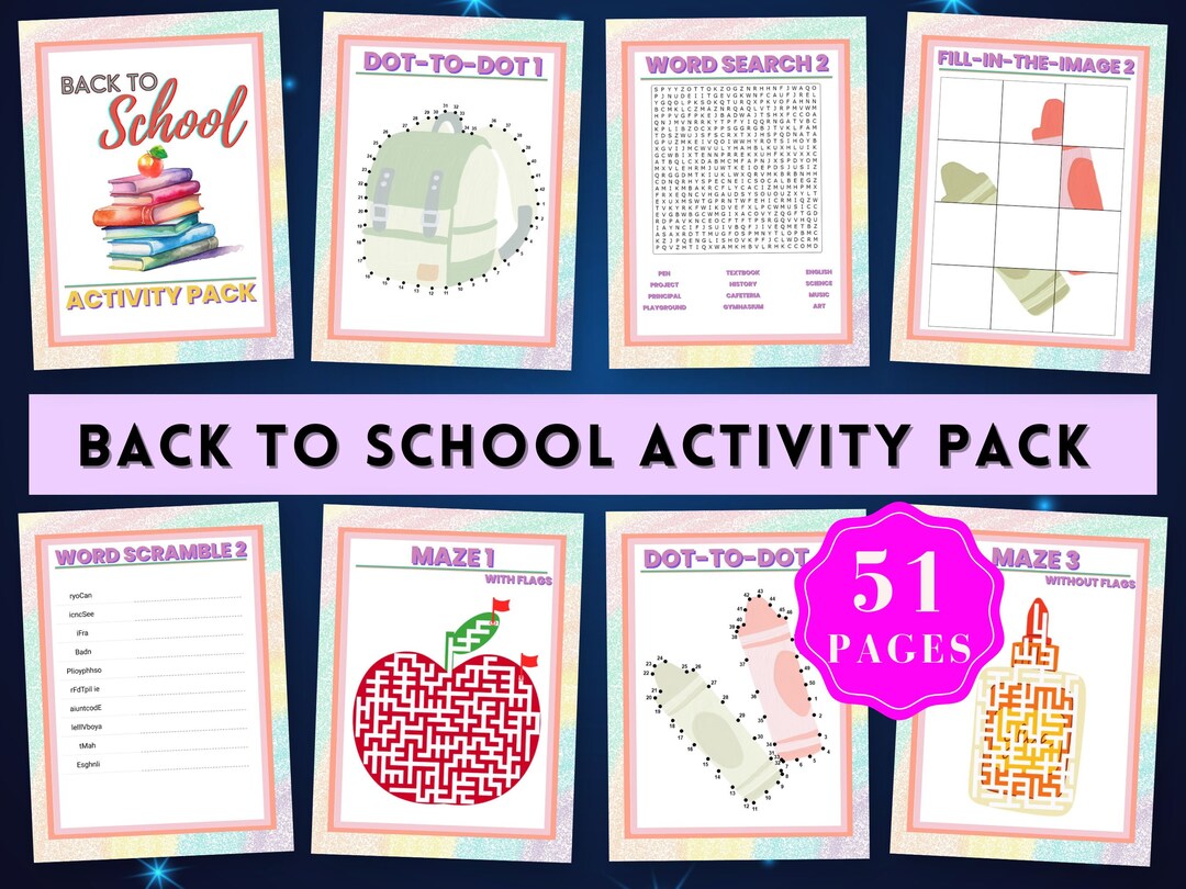 Back to School Activity Sheets Back to School Games Bundle Elementary ...