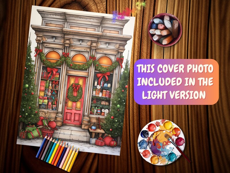 Christmas Storefront Coloring Pages Storefront Grayscale Coloring Book ...