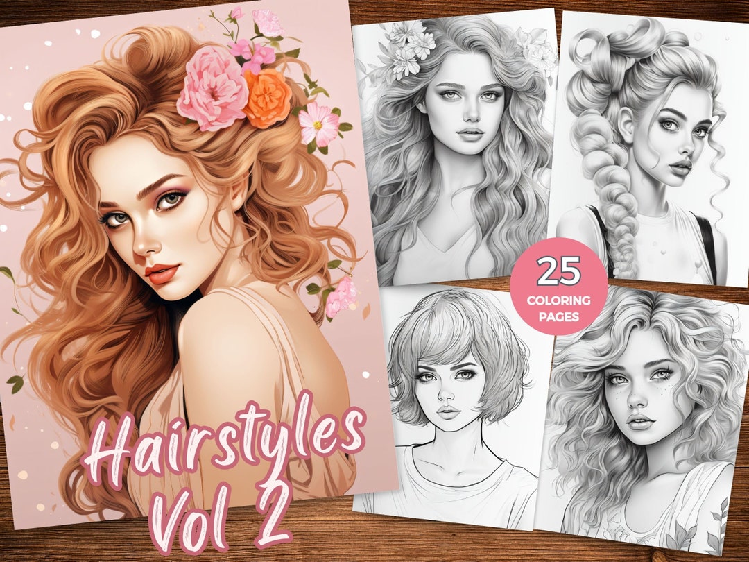 Hairstyles Coloring Pages of Hairstyles Coloring Book Fashion Hair ...