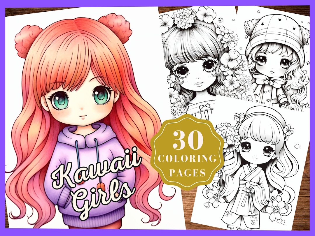 Kawaii Girls Vol 2 Coloring Pages, Cute Coloring Pages, Kids and Adults ...