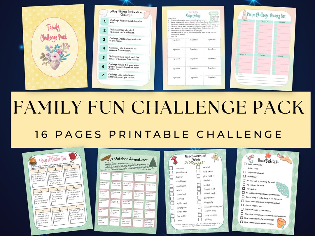 Editable Family Fun Challenge Pack Printable, INSTANT DOWNLOAD ...