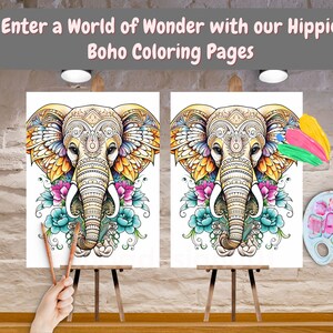Boho Hippie Pdf Coloring Pages for Adults Instant Download Mandala ...