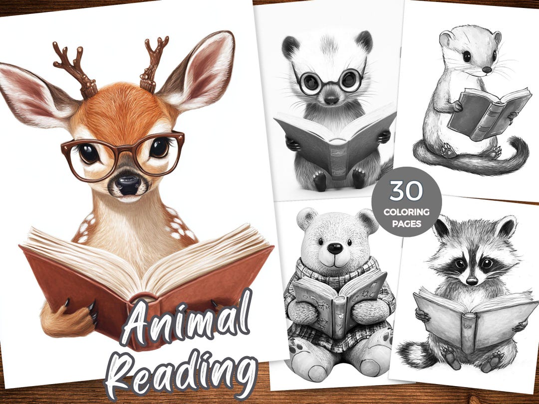 Woodland Animals Reading Coloring Book, Cute Forest Creatures Storytime ...