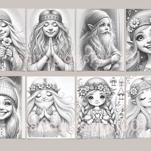 Hippie Gnome Coloring Pages for Adults Instant Download Hippie Gnome ...