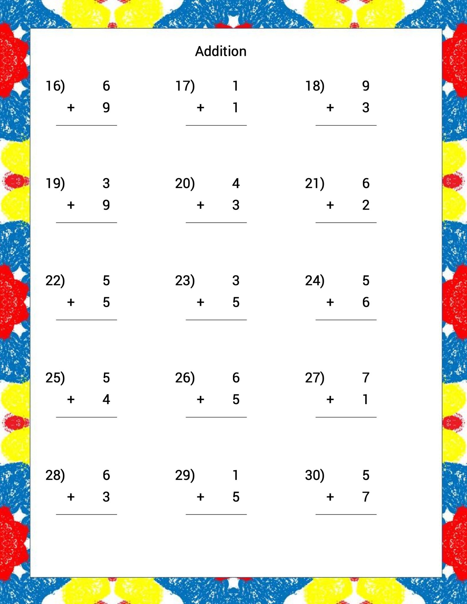 First Grade Math Review Worksheets Minute Math Worksheets Printable ...