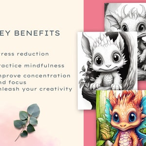 30 Baby Woodland Dragon Fantasy Coloring Page Book,instant Download ...