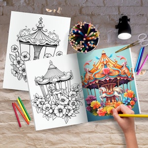 Carousel Coloring Pages Carousel Horse Coloring Page Carousel Flowers ...