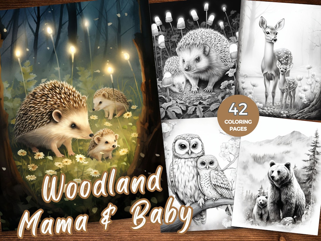 Woodland Animals Coloring Pages Printable Woodland Mama and Baby ...