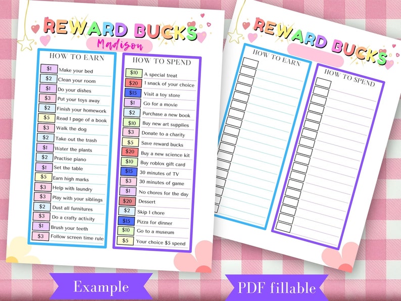 Editable Kids Reward Bucks Printable INSTANT DOWNLOAD Mom - Etsy