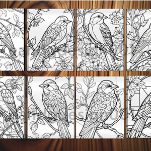 Stained Glass Birds Coloring Pages for Adults Printable Stained Glass ...