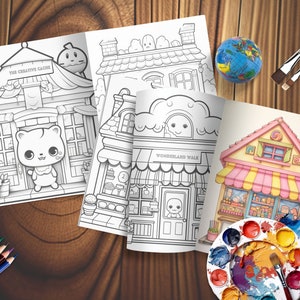 Adorable Storefront Grayscale Coloring Pages Kawaii Frontstore Coloring ...