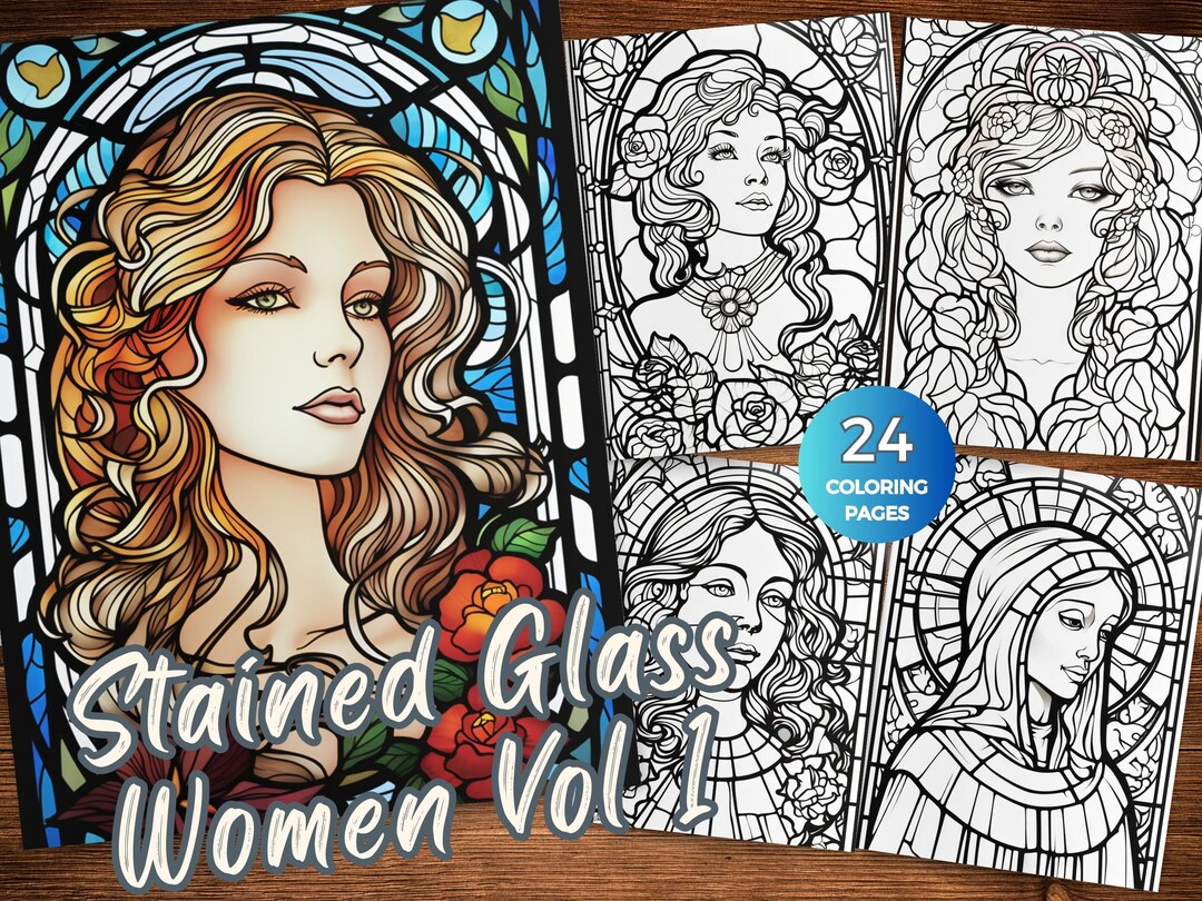 Stained Glass Women Coloring Pages of Stained Glass Coloring Book Women ...