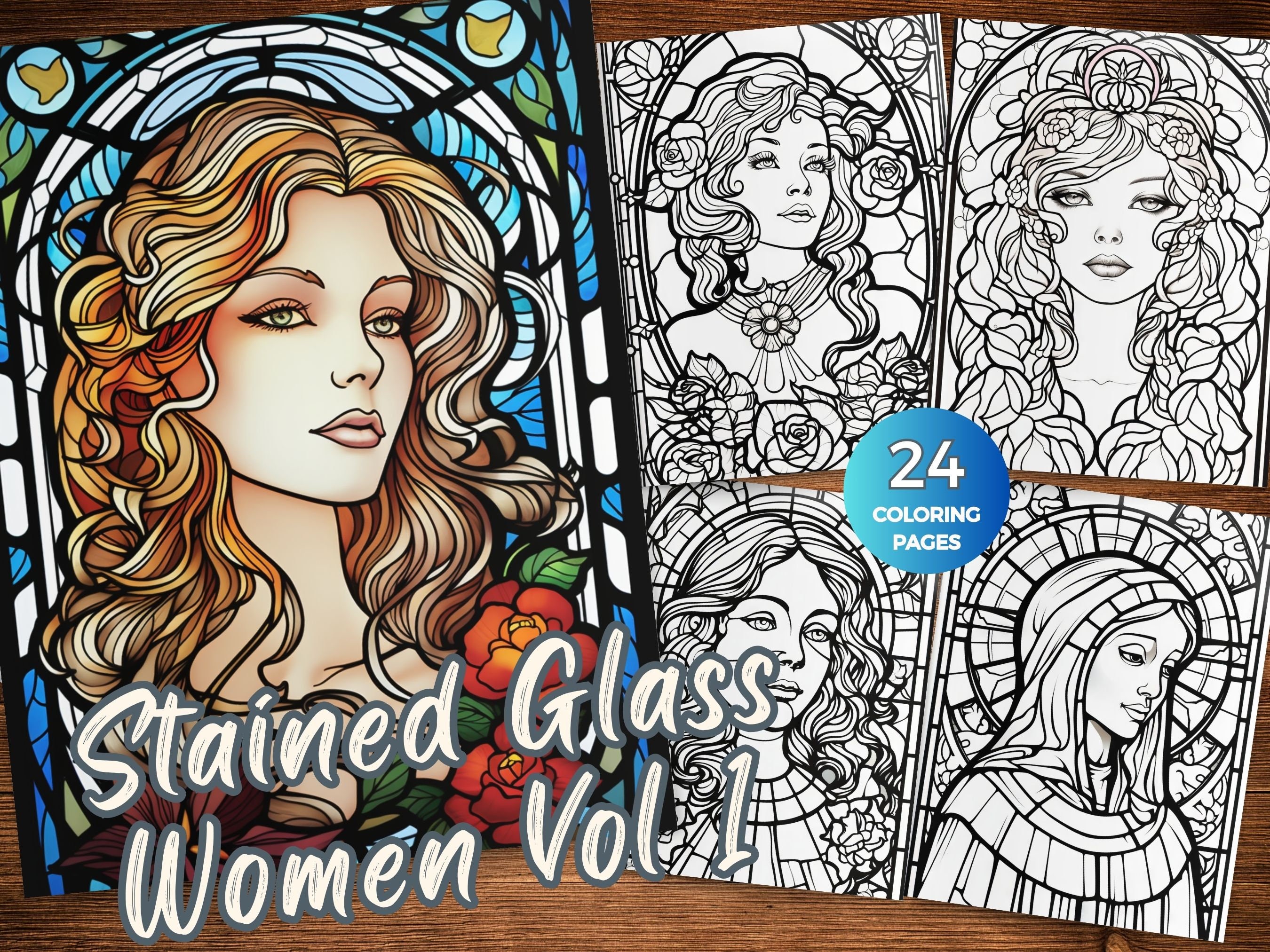 Stained Glass Women Coloring Pages of Stained Glass Coloring - Etsy