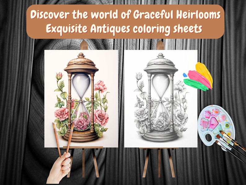 Blooming Antiques Coloring Pages for Adults Instant Download - Etsy