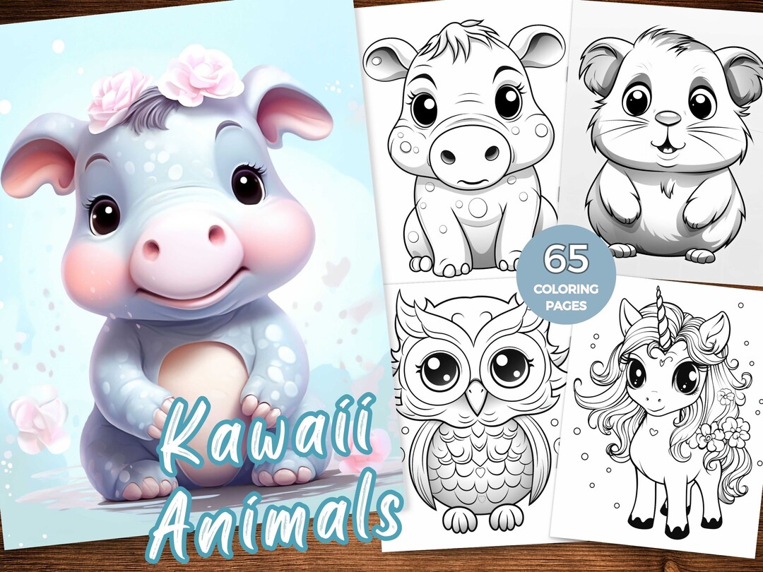 Cute Kawaii Animals Coloring Page Kawaii Animals Coloring Book for Kids ...