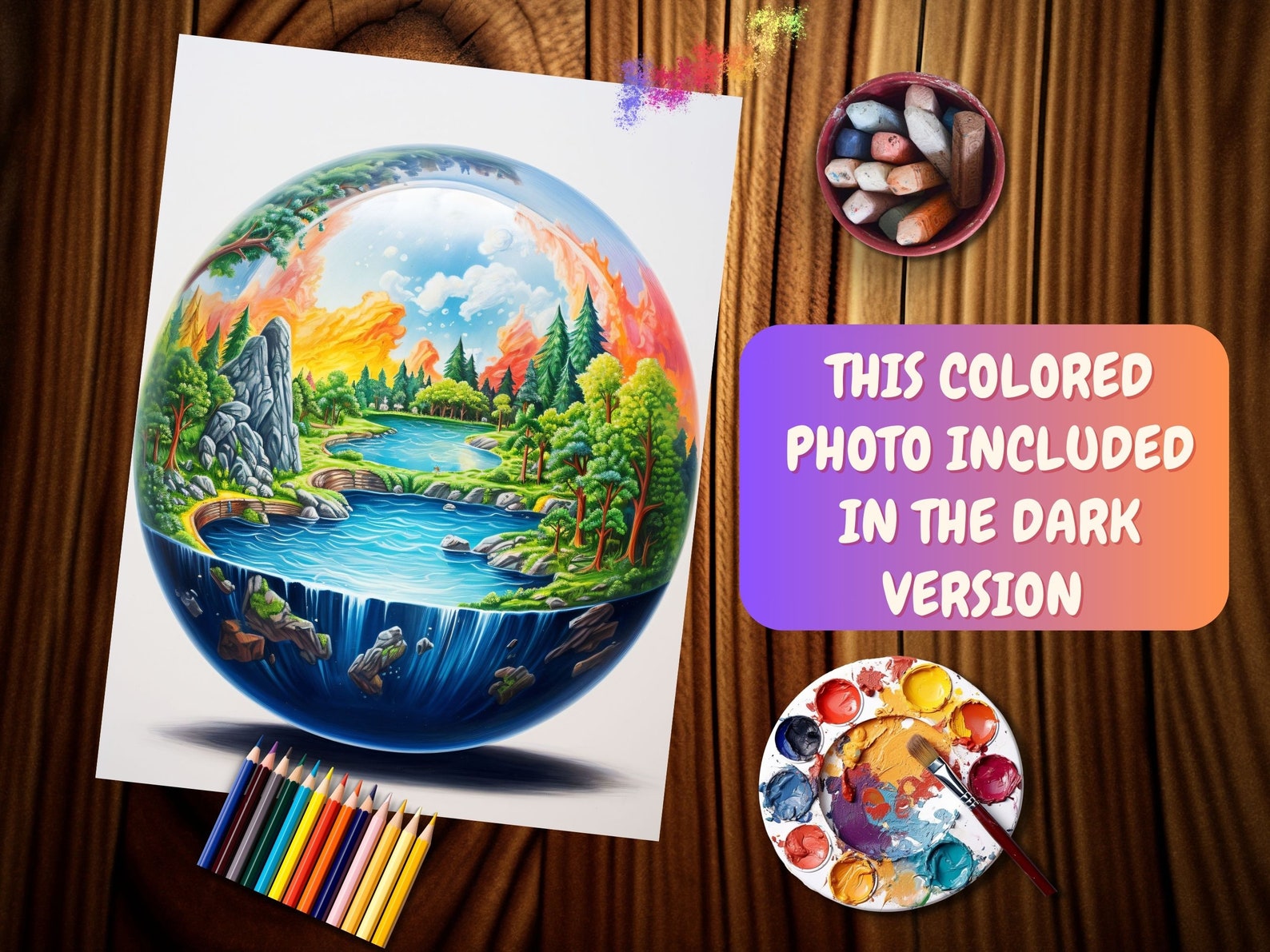World in a Bubble Coloring Pages for Adults World in a Crystal Ball ...