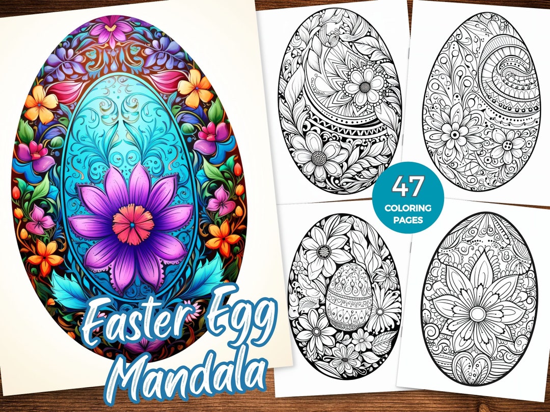 Easter Egg Mandala Coloring Pages for Adults Instant Download Easter ...