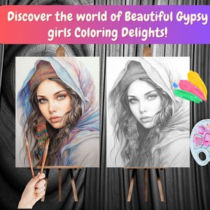 Beautiful Gypsy Girls Coloring Pages for Adults Instant Download Gypsy ...