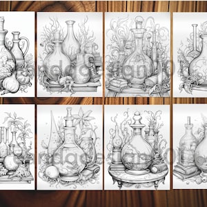 Magic Potion Coloring Pages Adult and Kids Coloring Book Fantasy ...