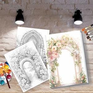 Floral Wedding Arch Coloring Page Floral Arch Coloring Book Flowers ...