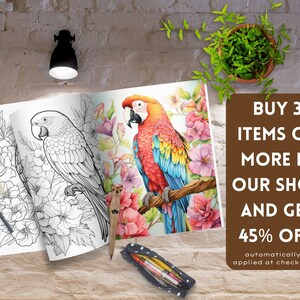 Bird With Flowers Coloring Pages for Adults Instant Download Floral ...
