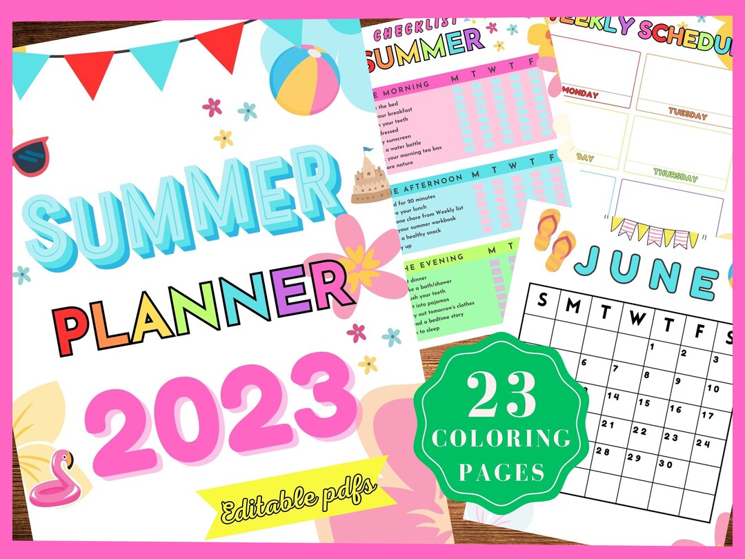 23 Pages SUMMER 2023 Planner Printable, BUNDLE, Editable, Summer ...