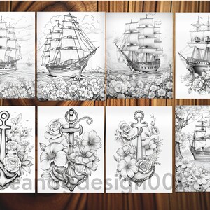 Flower Ship Coloring Pages Pirate Ship Coloring Book Floral Voyage ...
